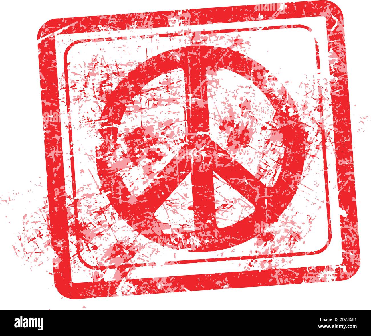 peace symbol red grunge rubber stamp vector illustration Stock Vector ...