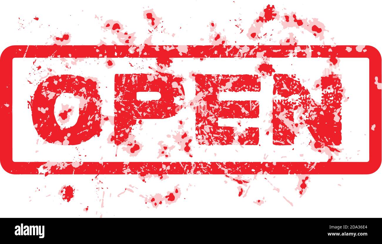 word Open Grungy ink stamp isolated on white background , vector format ...