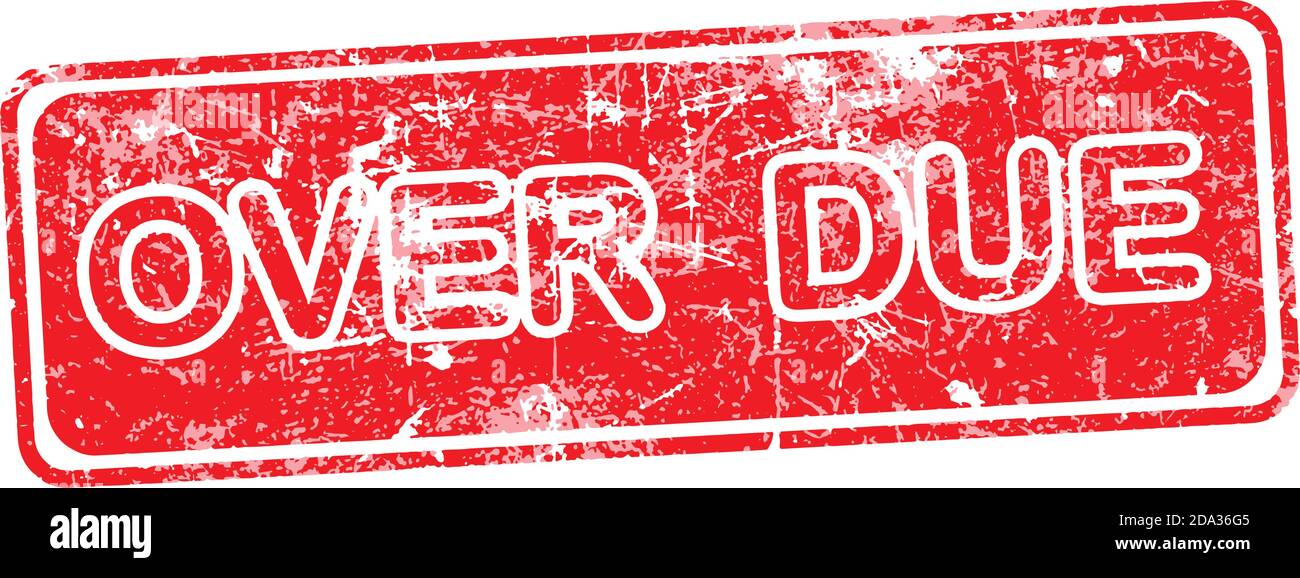 OVERDUE red rubber stamp vector over a white background Stock Vector ...