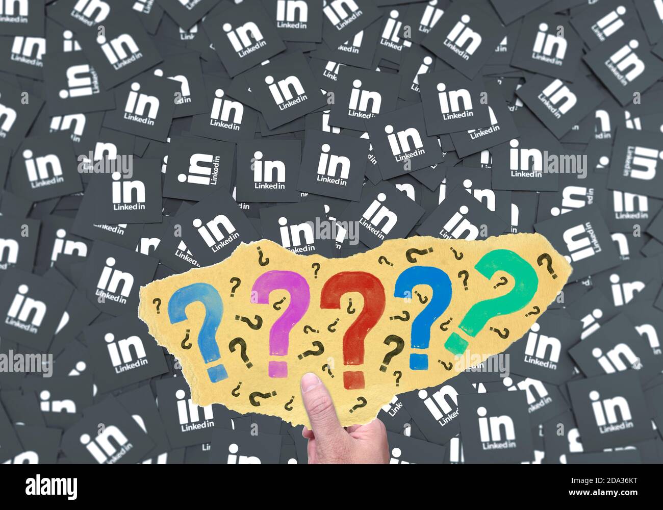 Linkedin Question Mark, Social Media Background Stock Photo - Alamy