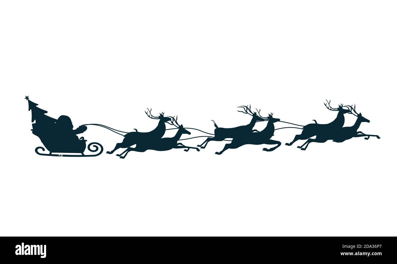 Santa sleigh silhouette christmas Cut Out Stock Images & Pictures - Alamy