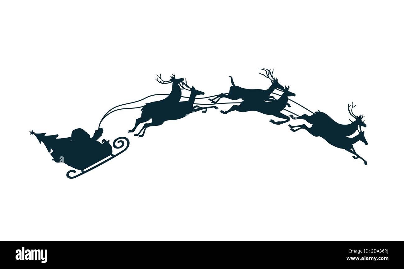 Santa sleigh silhouette Cut Out Stock Images & Pictures - Alamy