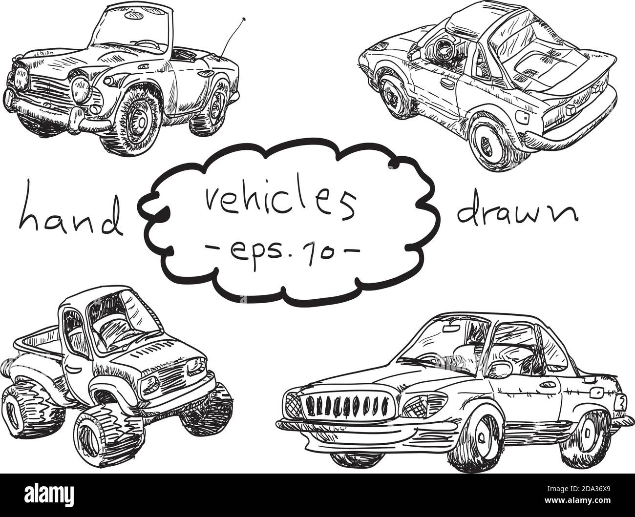 hand drawn cars isolated on white background Stock Vector Image & Art ...