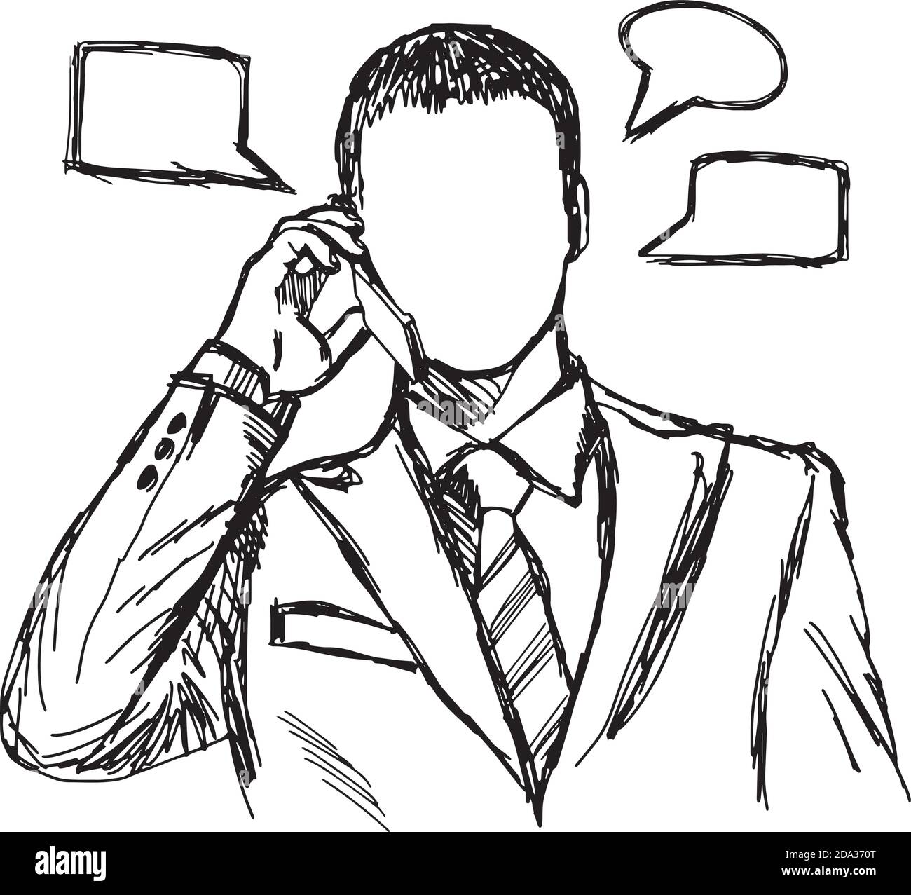 illustration vector hand drawn doodles of businessman using mobile ...