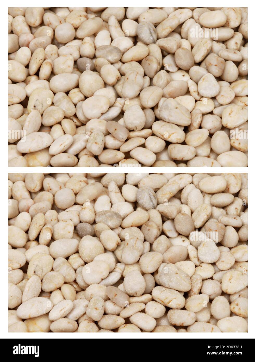 Closeup of dry and wet white rocks piled up on each other Stock Photo ...