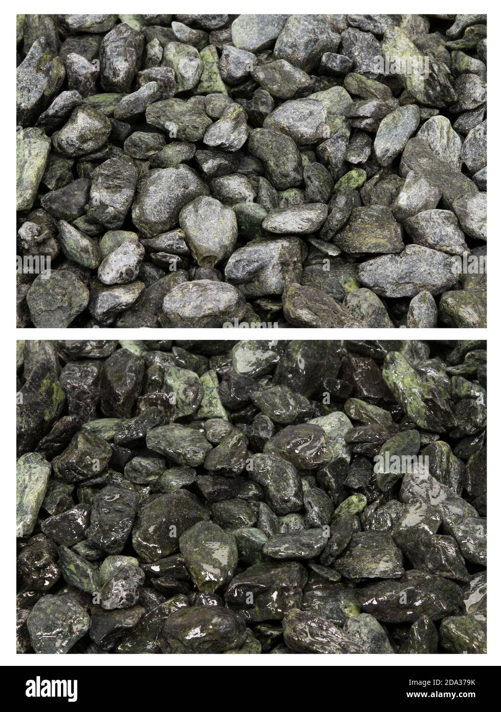 Collage of decorative wet and dry gray rocks Stock Photo - Alamy