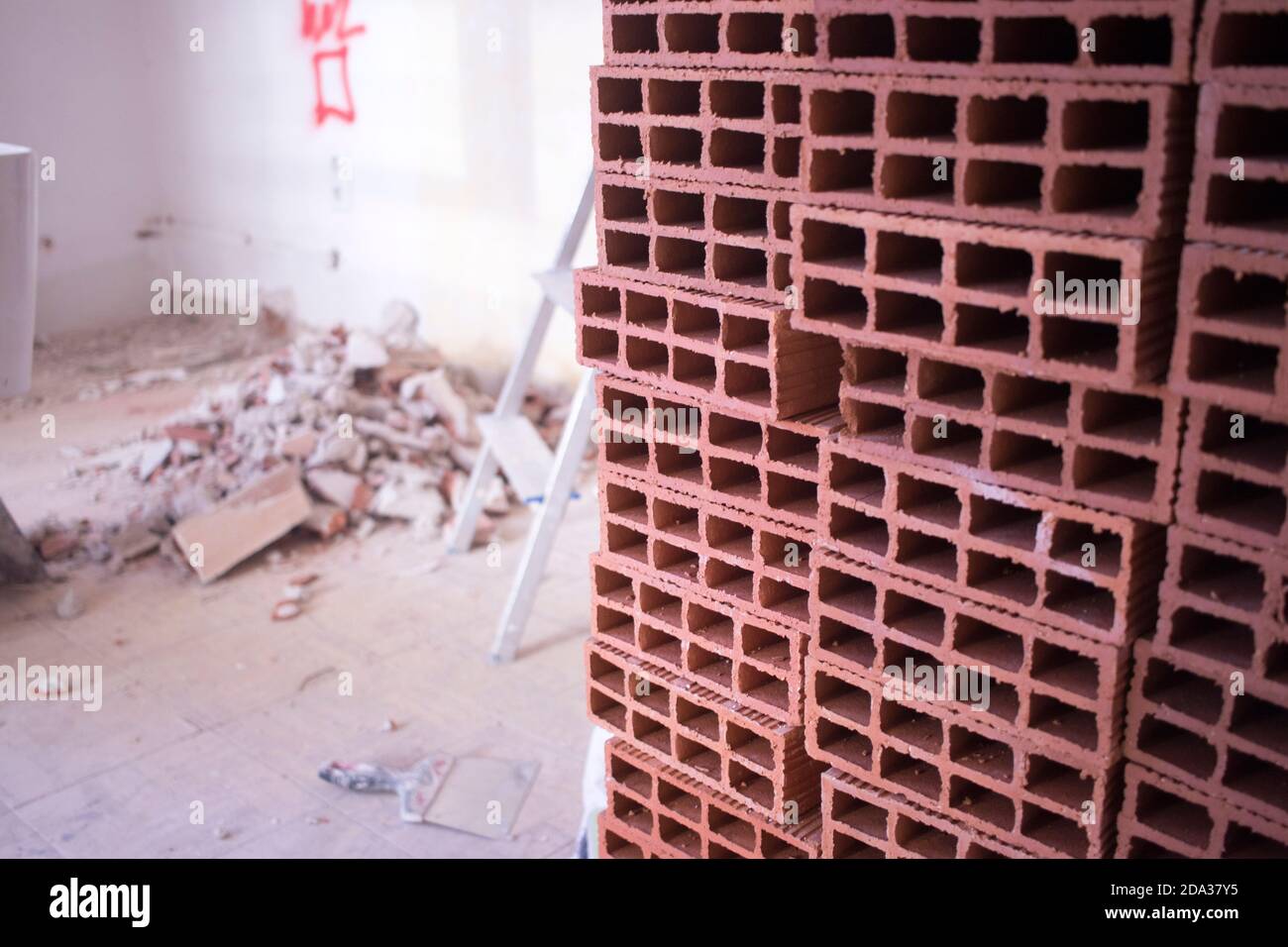 Building renovation works in appartment showing refurbishments works by ...