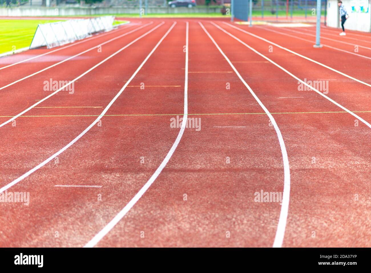 Stadium red runway.Outdoor shoot Stock Photo - Alamy