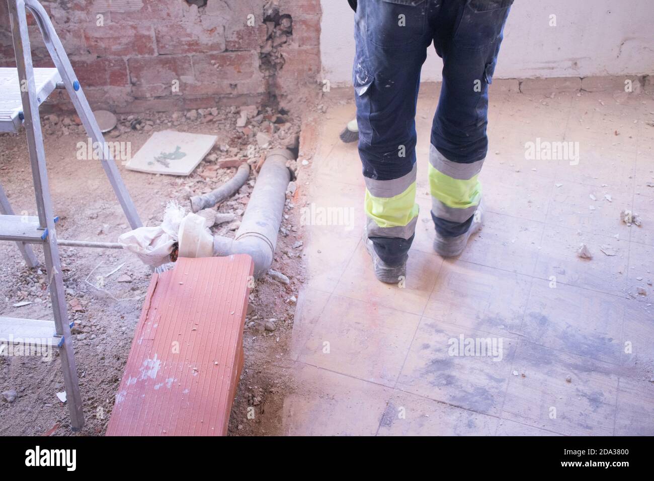 Building renovation works in appartment work by builders to renovate ...