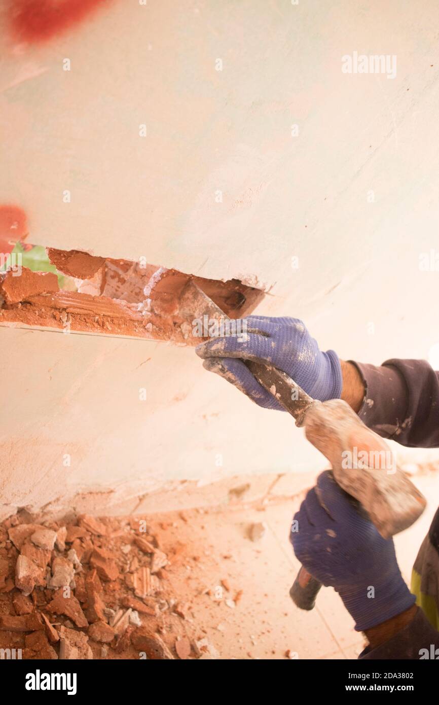 Building renovation works in appartment work by builders to renovate ...