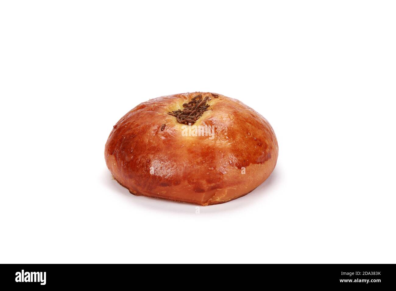 Closeup shot of a bun on white background Stock Photo - Alamy