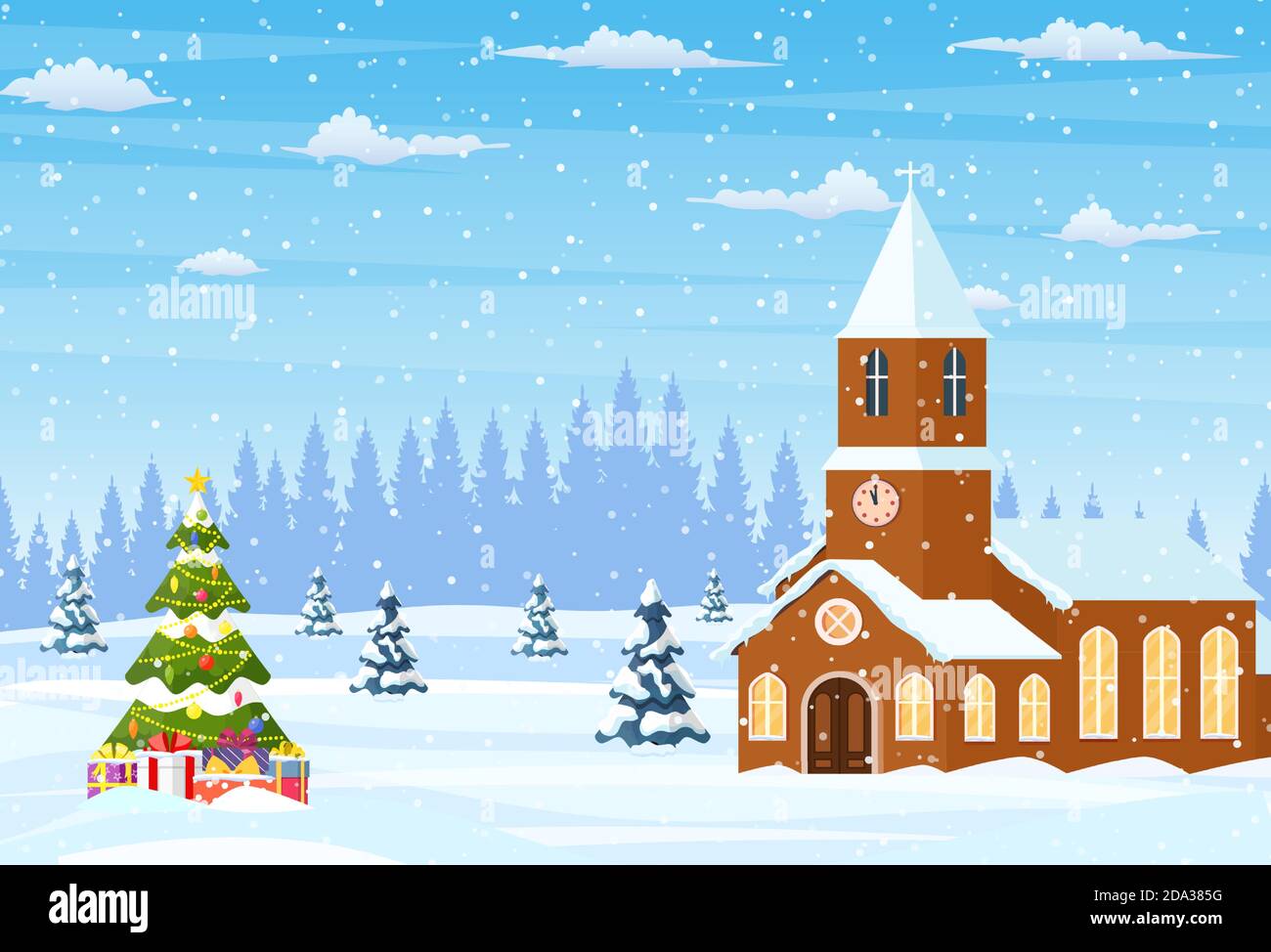 Church exterior winter Stock Vector Images - Alamy