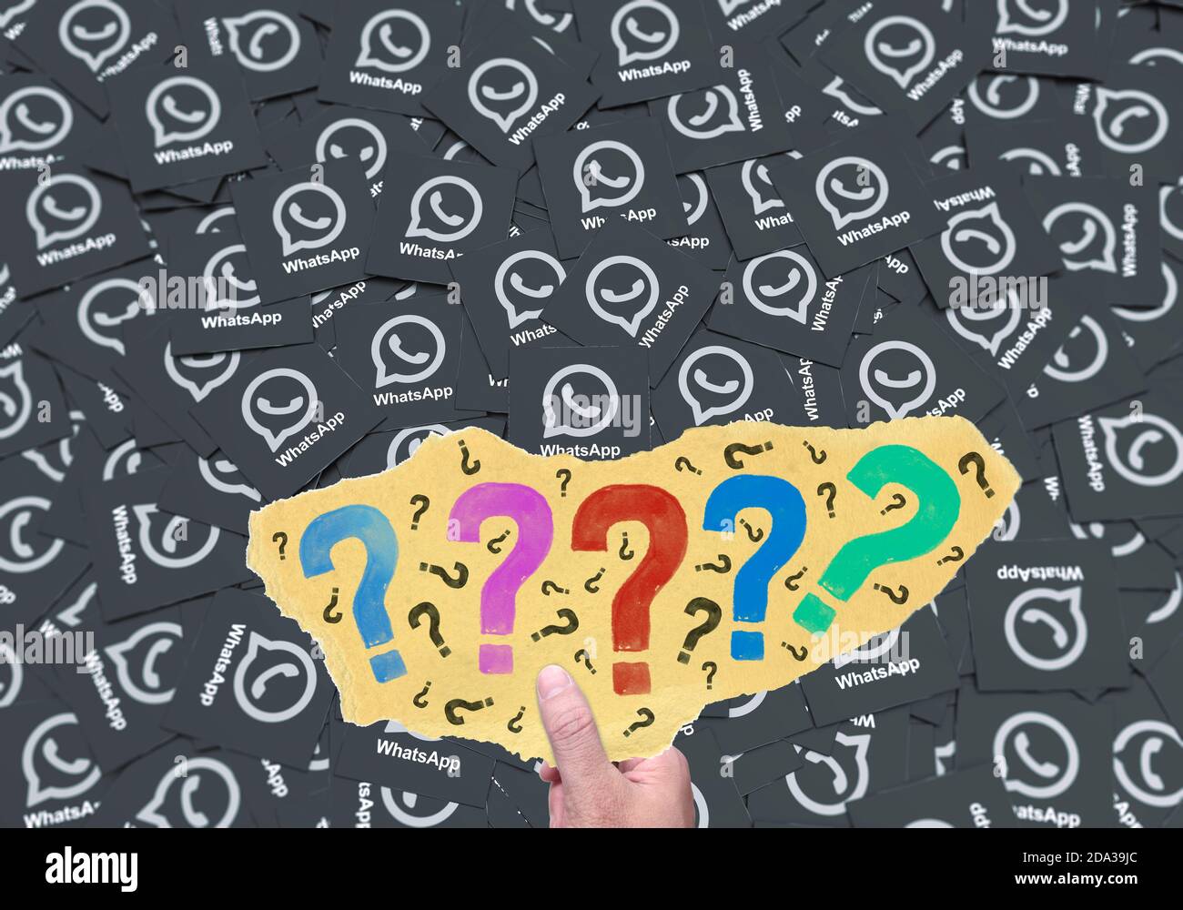 Whatsapp Question Mark, Social Media Background Stock Photo - Alamy
