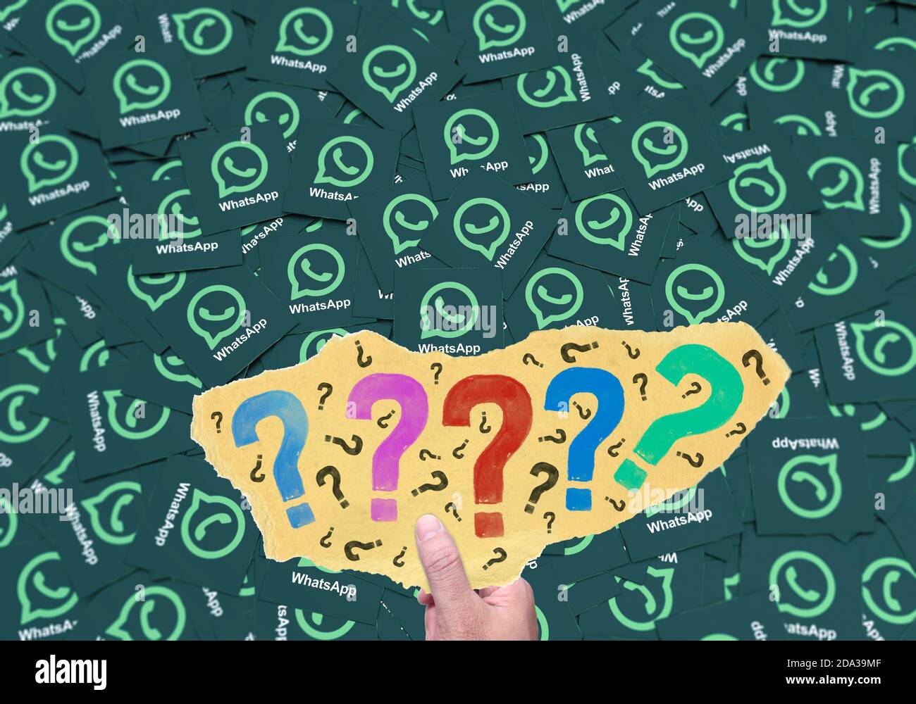 Whatsapp Question Mark, Social Media Background Stock Photo - Alamy