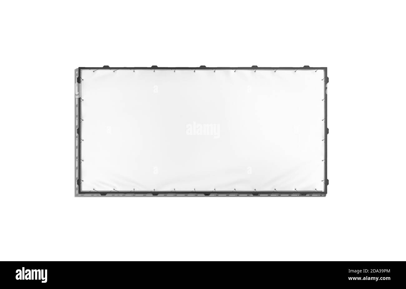 Blank white rectangle stretching banner with black grip frame mockup ...