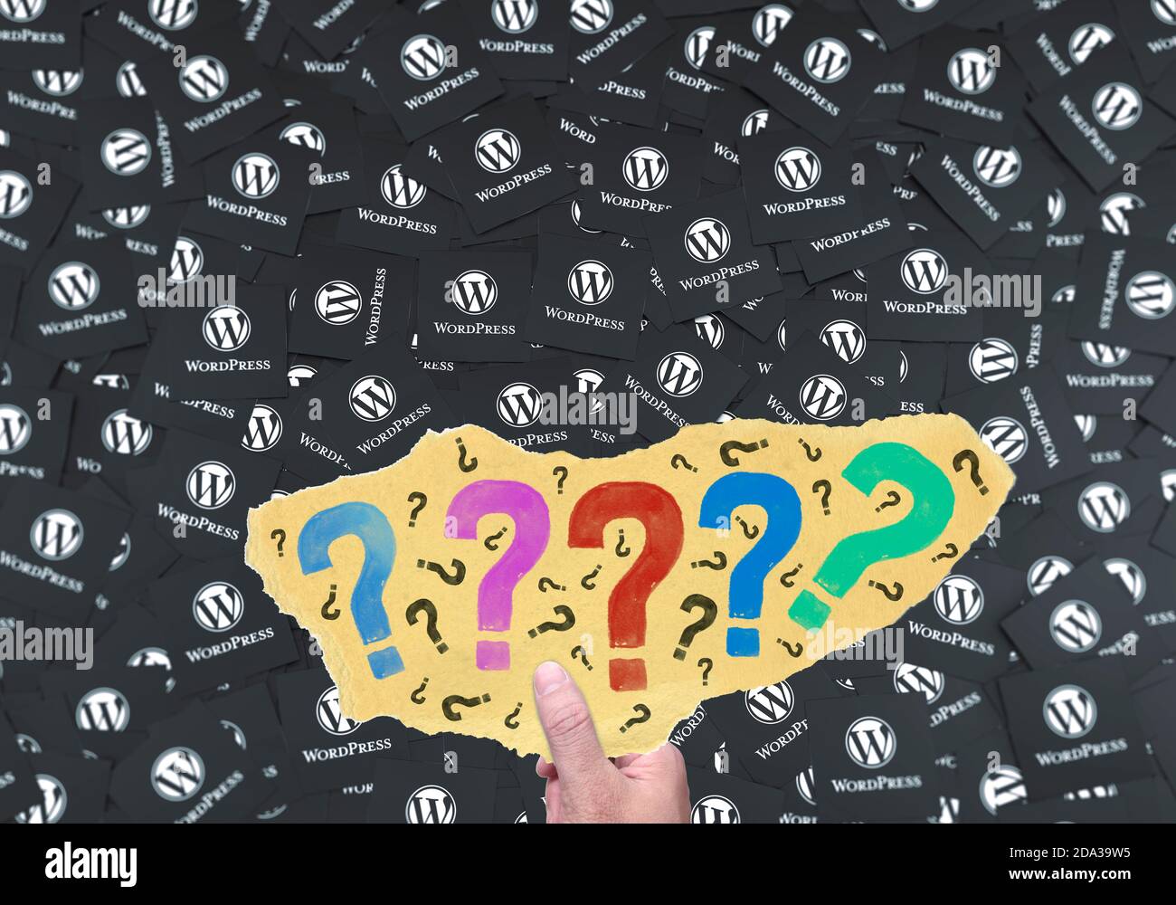 Wordpress Question Mark, Social Media Background Stock Photo - Alamy