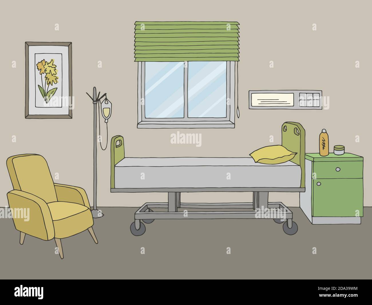 Hospital ward graphic color interior sketch illustration vector Stock ...