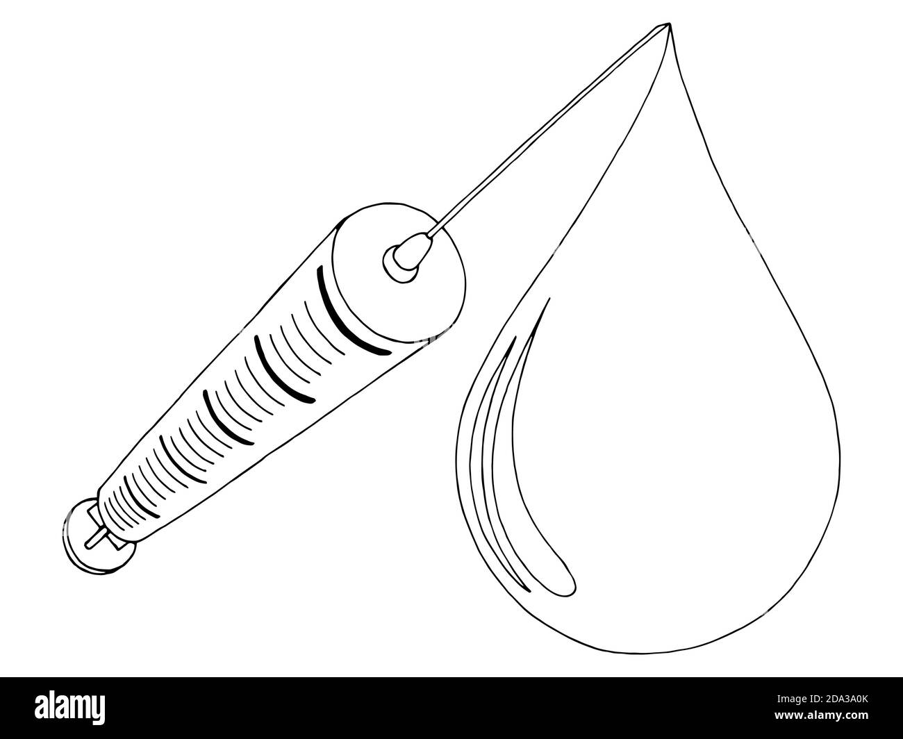 Vaccine syringe drop graphic black white isolated sketch illustration ...
