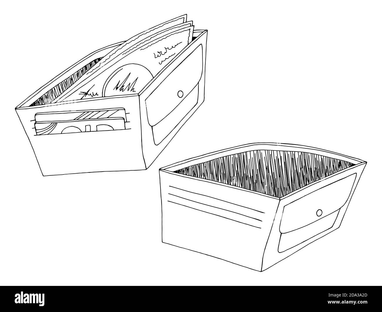 Hand draw purse wallet money Cut Out Stock Images & Pictures - Alamy