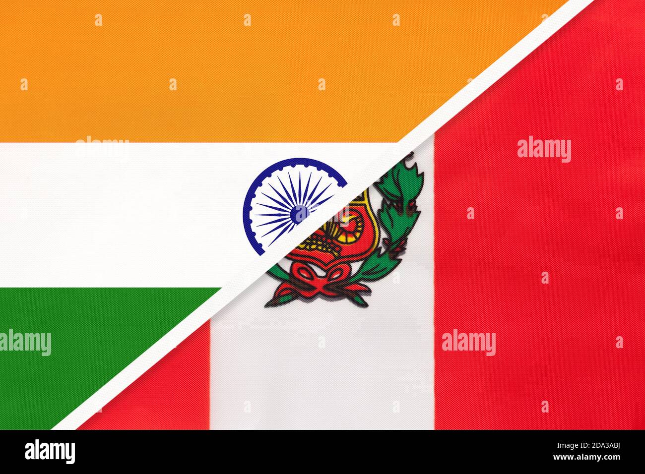 India and Peru, symbol national flags from textile. Relationship ...