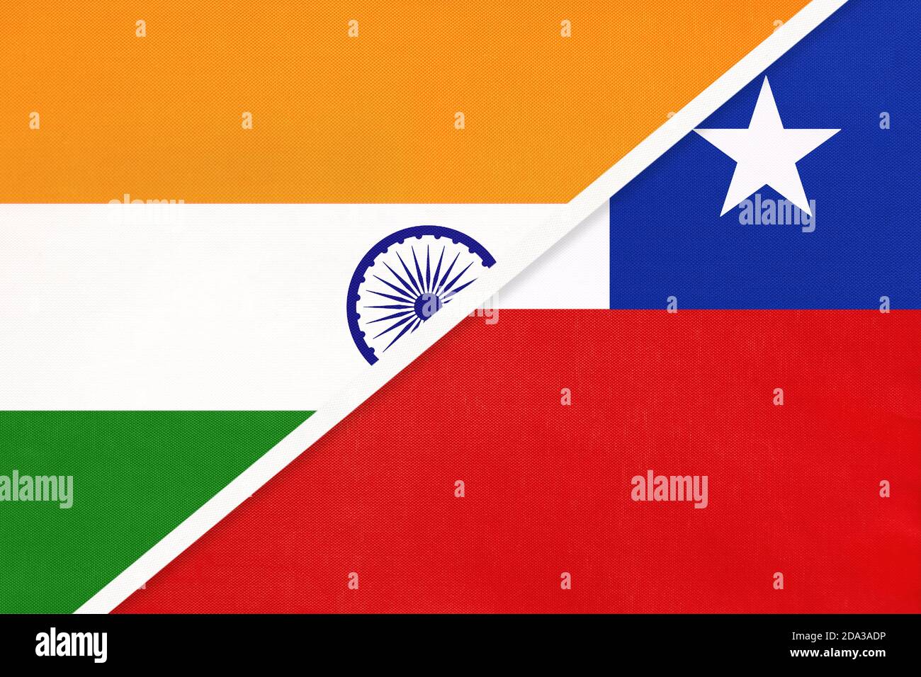India and Chile, symbol national flags from textile. Relationship ...