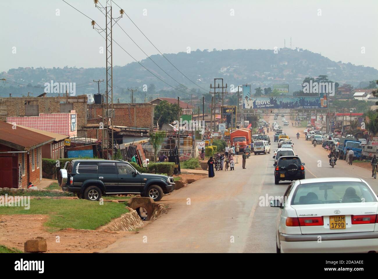 Kampala, Uganda - August 24, 2010: Road scene in Kampala suburb ...