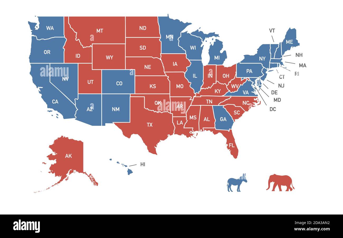 Map of 2020 USA presidential elections results Stock Photo - Alamy