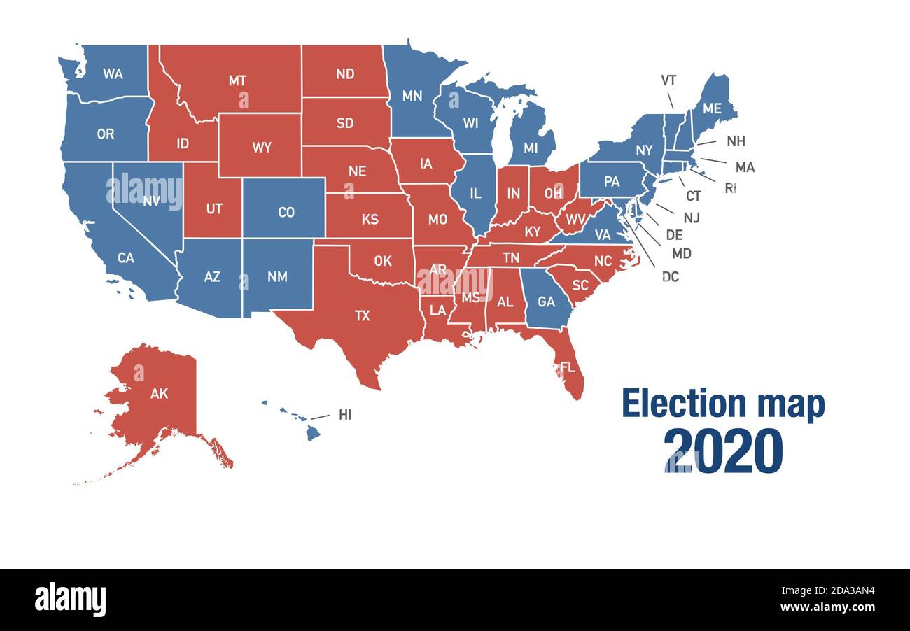 Map of 2020 USA presidential elections results Stock Photo - Alamy