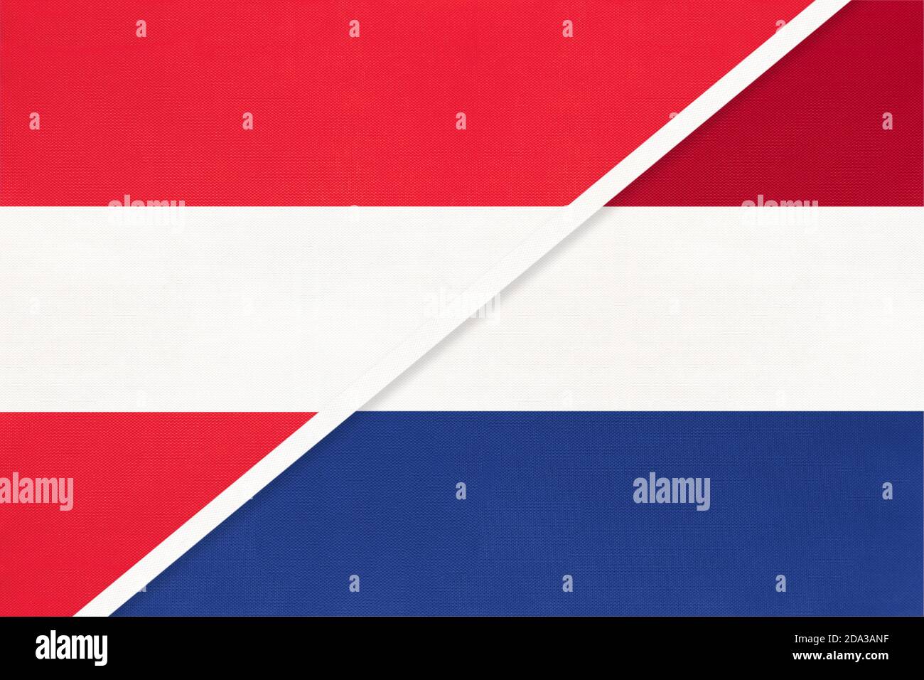Austria and Netherlands or Holland, national flags from textile ...