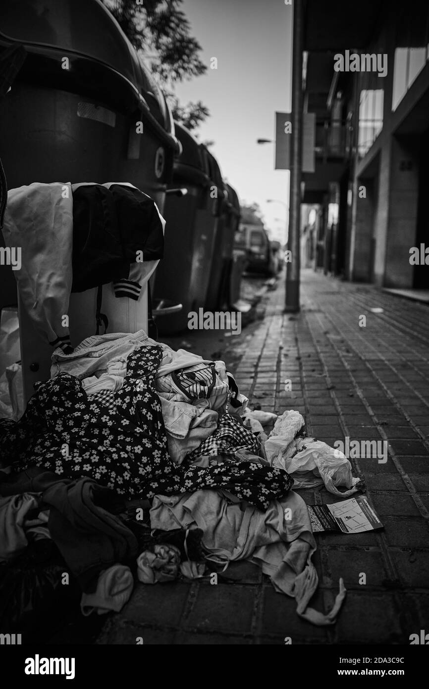 Litter bin mess Black and White Stock Photos & Images - Alamy