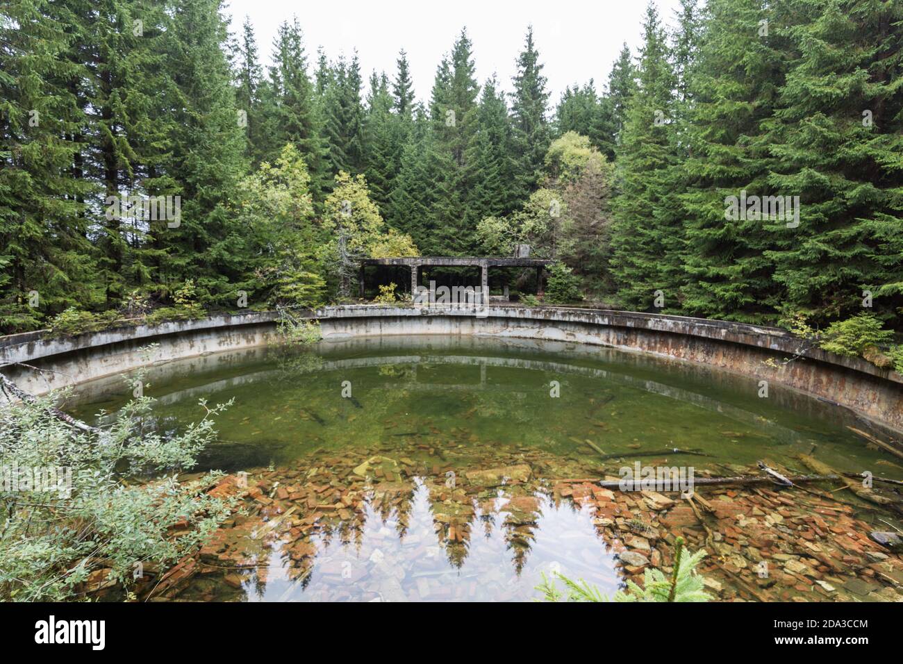 Originally roofed sludge condenser pond, at Mining tower and tin ...