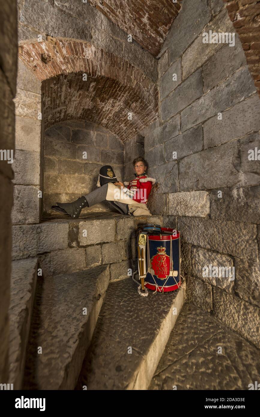 Drummer boy from the Gibraltar re-enactment society amongst the ...