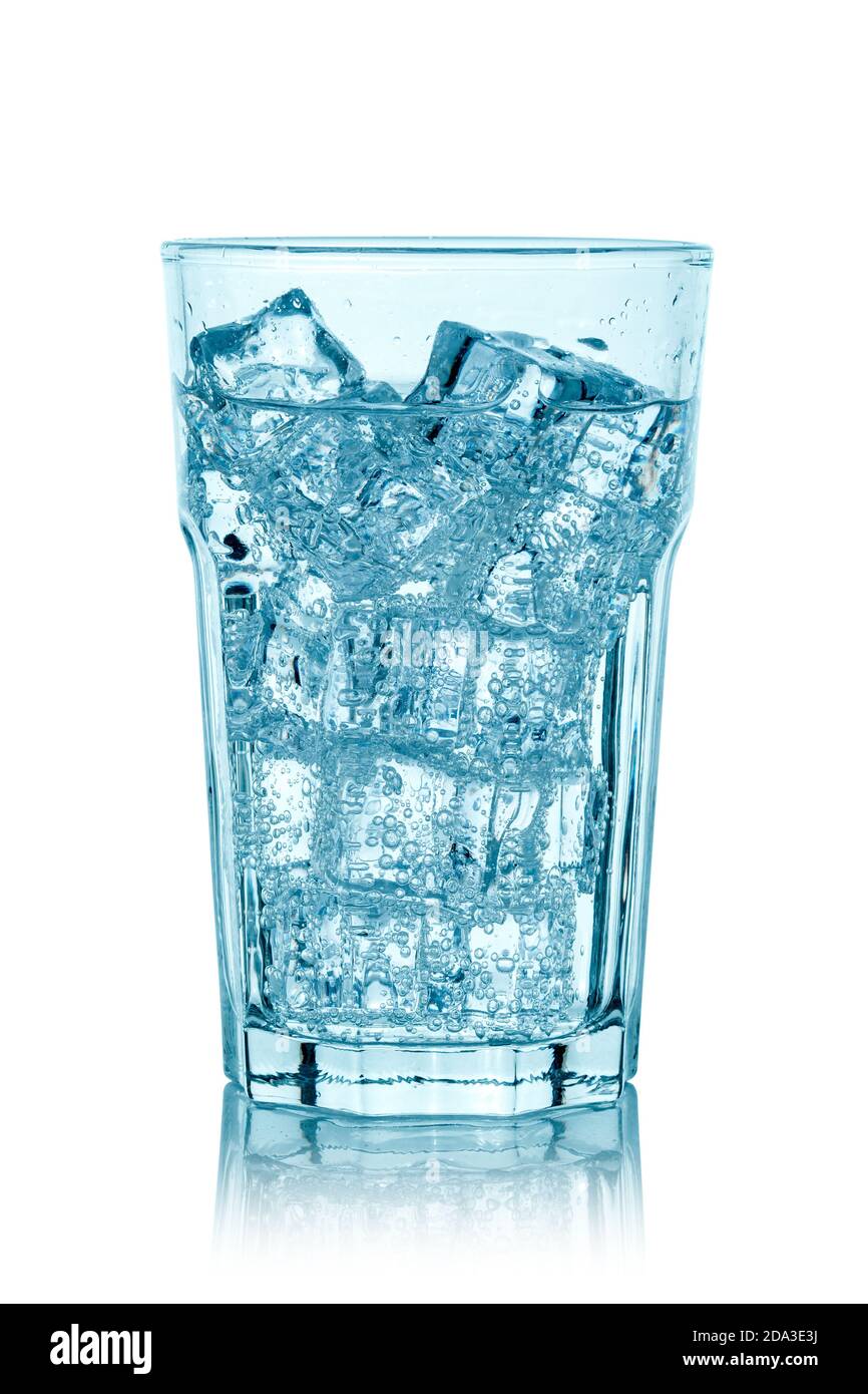 Glass of pure water with ice cubes. Isolated on white background Stock ...