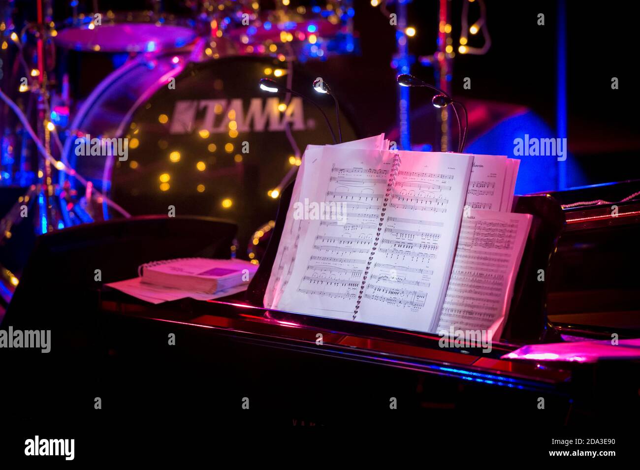 Empty concert stage with instruments hi-res stock photography and ...