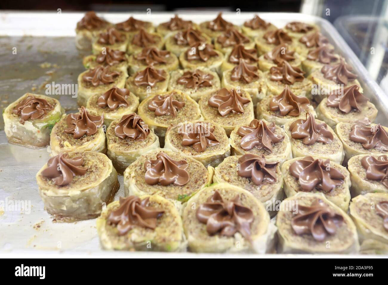 Asian pastries on tray in a store Stock Photo - Alamy