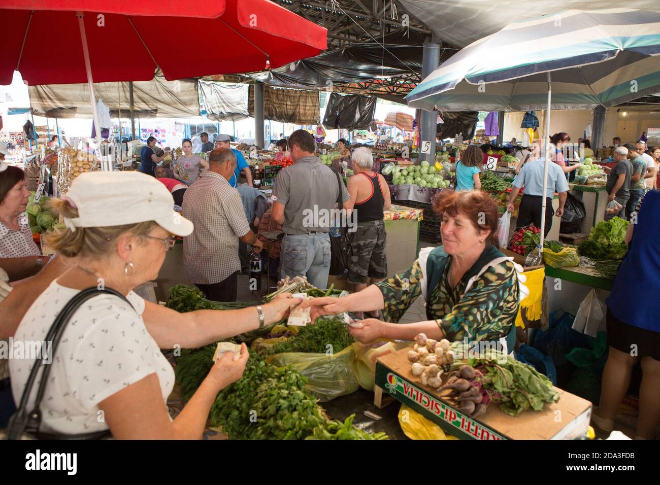 Fresh vegetables and fruits are bought and sold at the main produce ...
