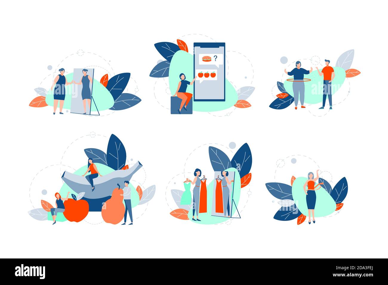 Loss of weight, diet, health set concept Stock Vector Image & Art - Alamy