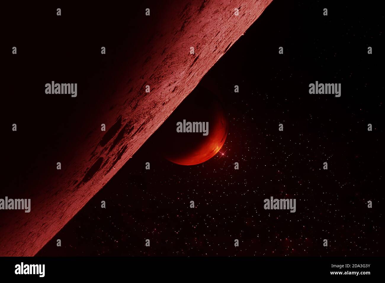 Blood red moon on the background of space. Elements of this image ...