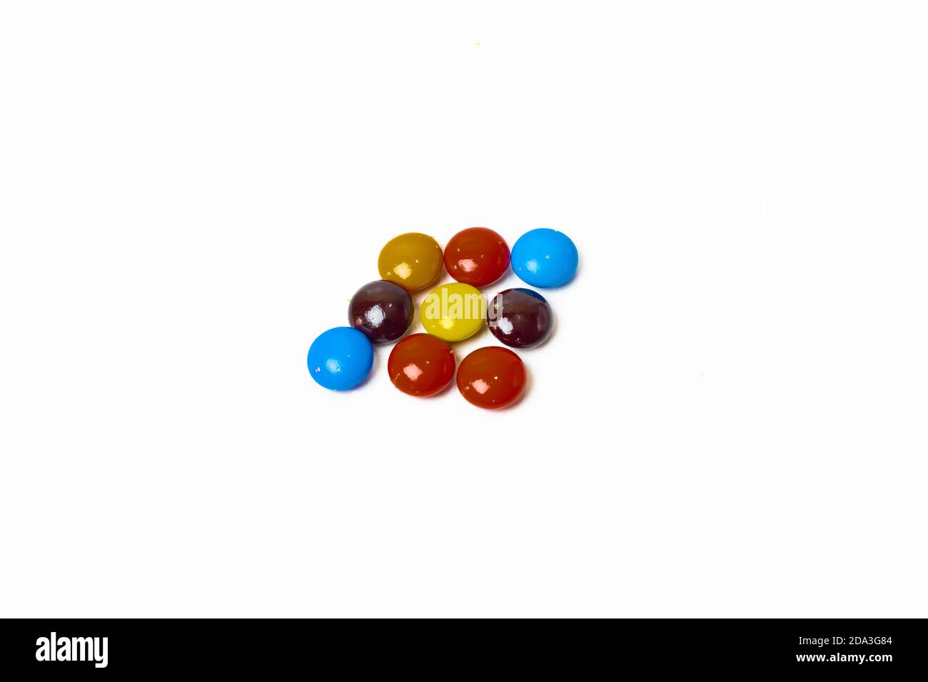 Colorful chocolate coated bubble candy isolated on white background ...