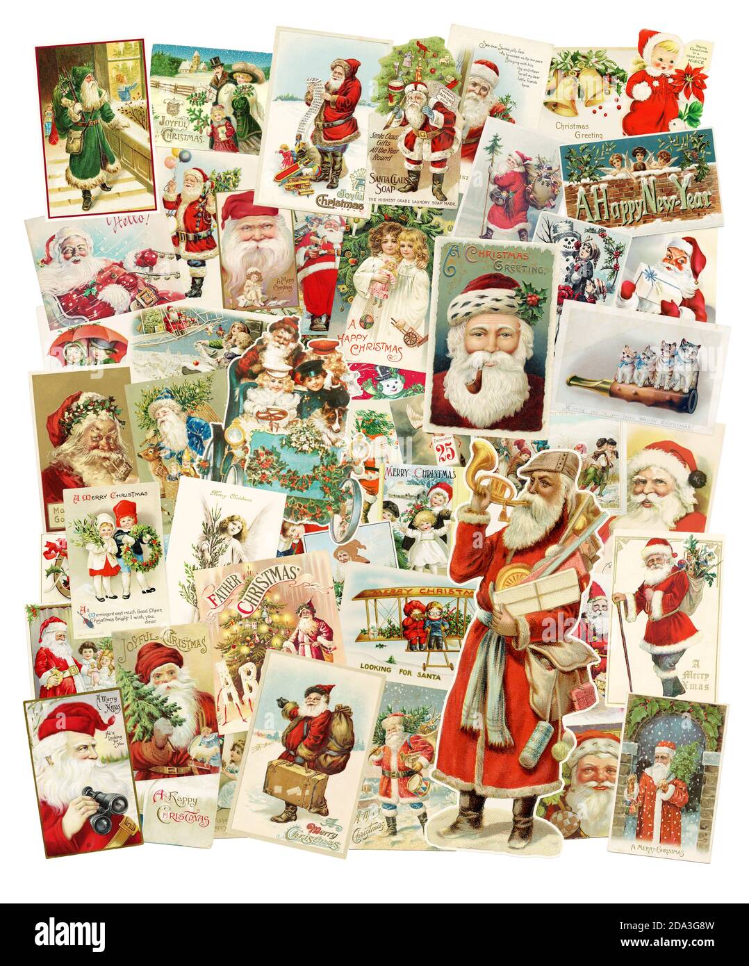 The Christmas Collage, full of vintage style Santa Clause's and happy ...