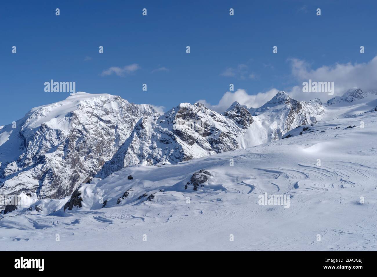 The Ortler Alps mountain range of the Southern Rhaetian Alps mountain ...