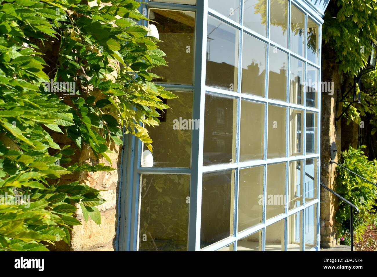 Close up side view of old fashioned picture window with multiple panes ... Close up side view of old fashioned picture window with multiple panes ...