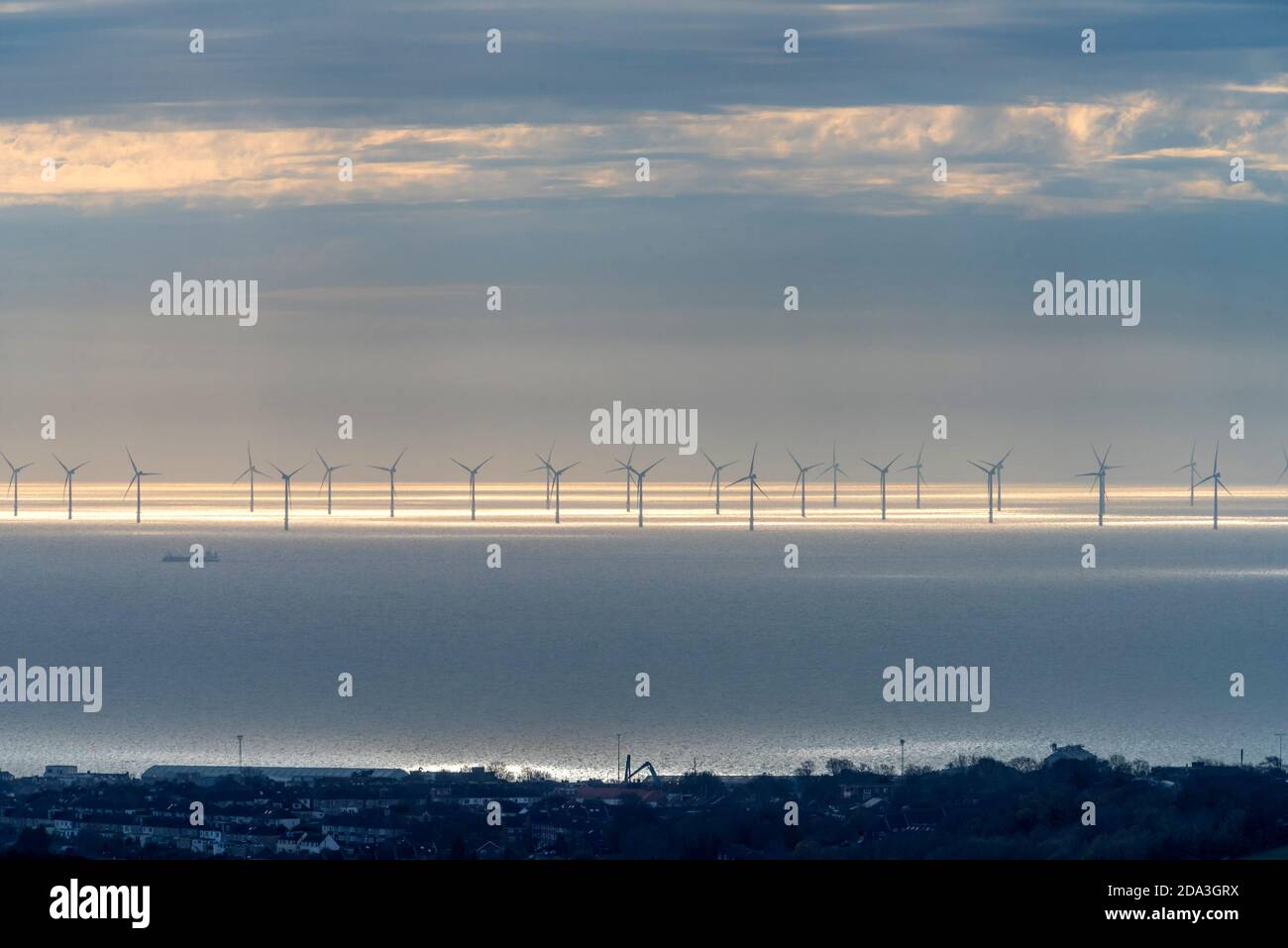Brighton, November 9th 2020: Rampion Wind Farm, off the coast of Sussex ...