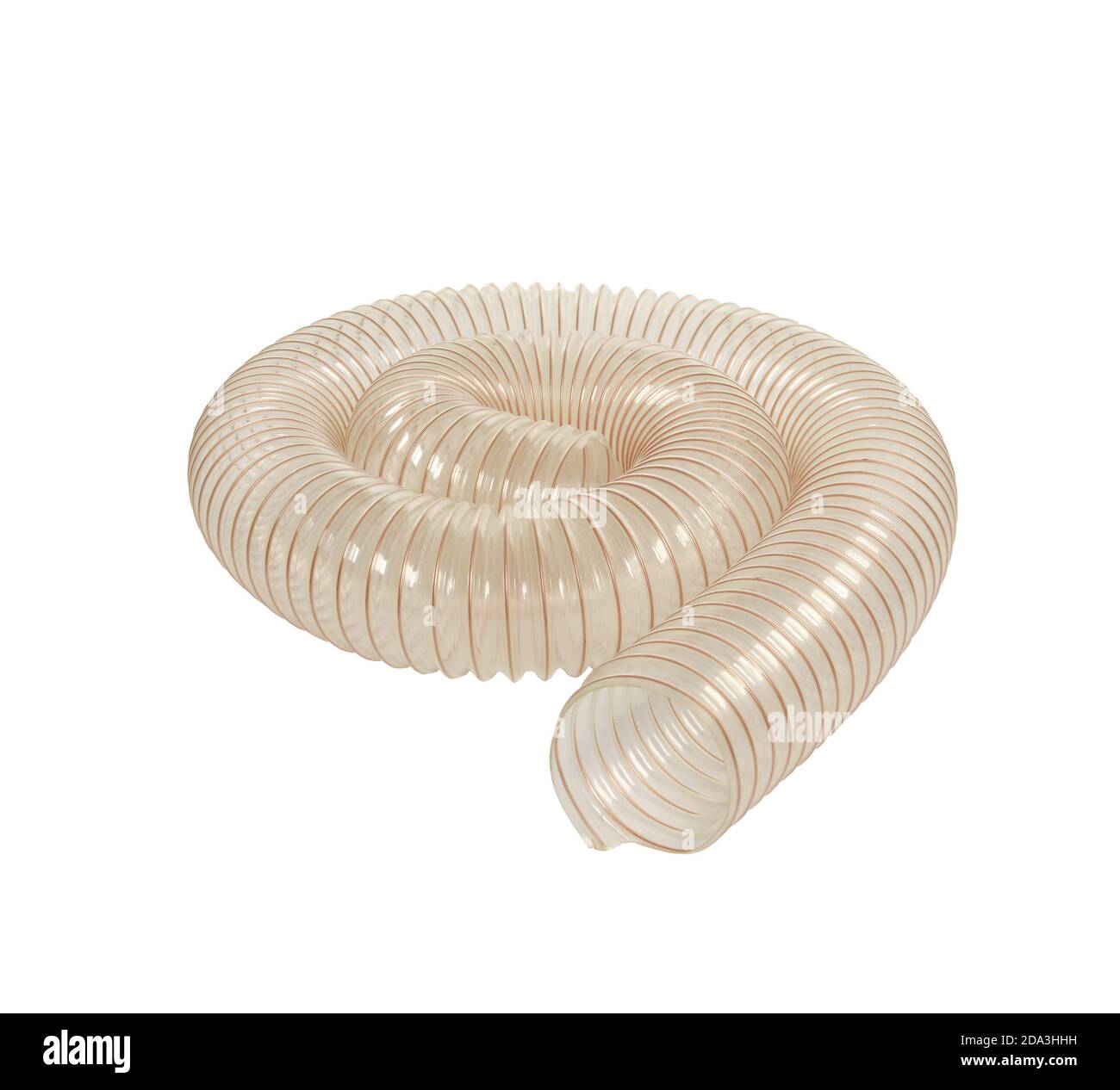 Vertical closeup shot of a transparent rubber tube on an isolated white ...