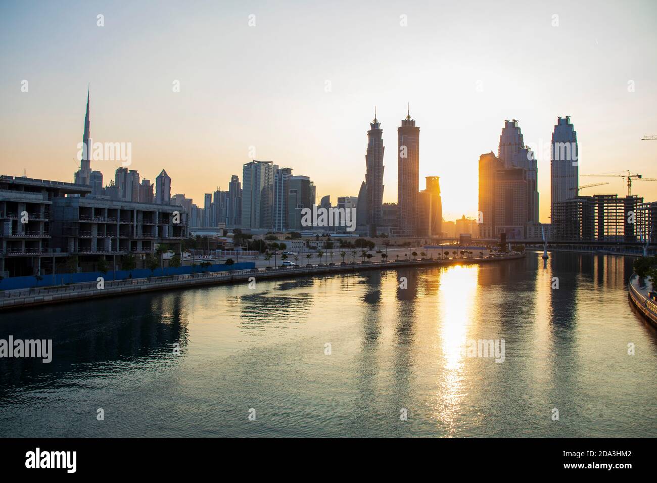 Partial view of Dubai city landscape from the bridge known as a ...