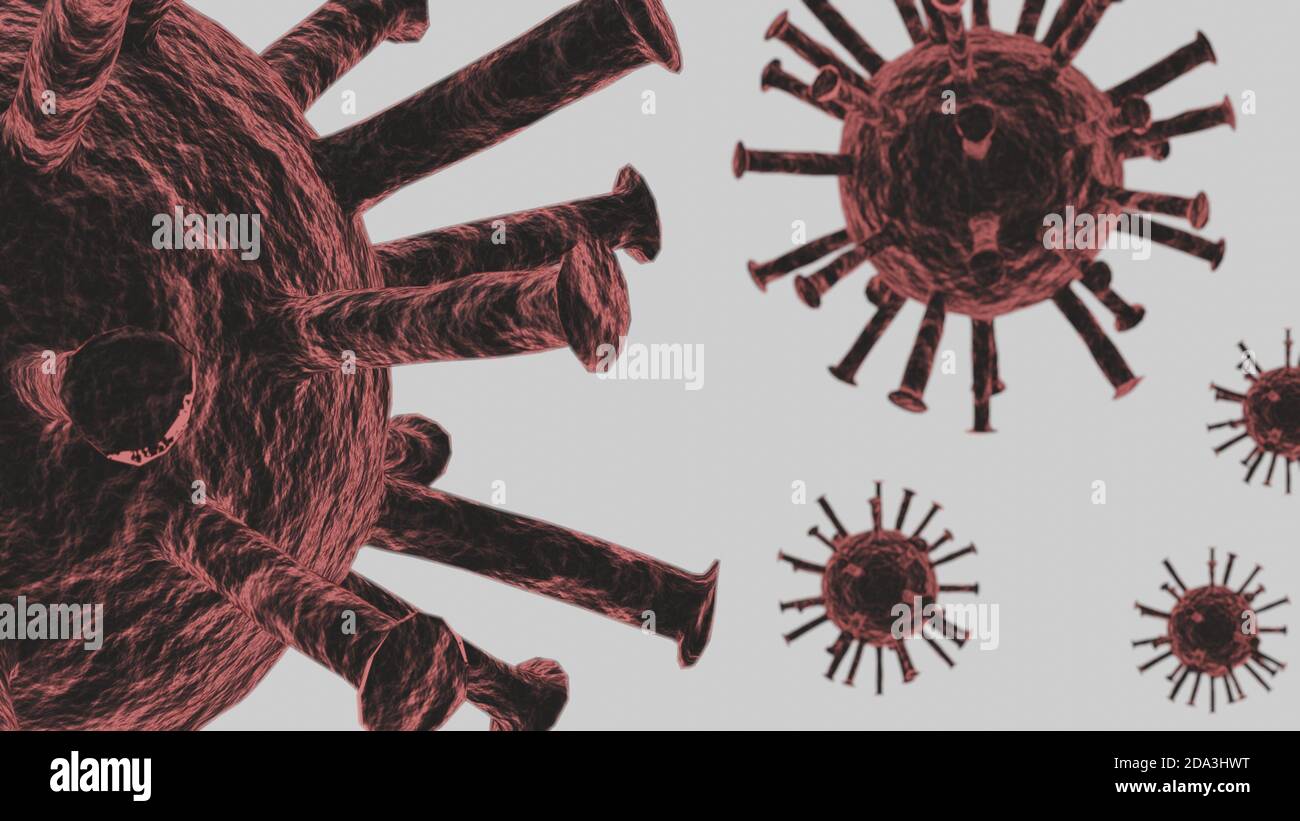 3D rendering close up of Bacteria, virus with multiple cells in ...