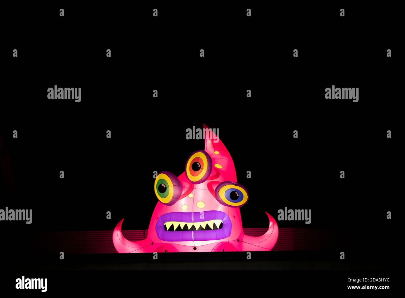 25/10/2020. Manchester, UK. Giant inflatable monsters have appeared in Manchester ready for ...