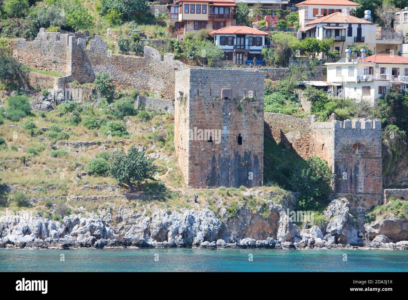 Antalya Castle Red Tower and Gate as viewed from the Mediterranean Sea ...