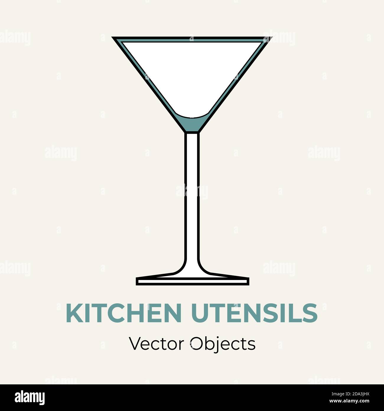 Cocktail glass simple form vector illustration. Vector line ...