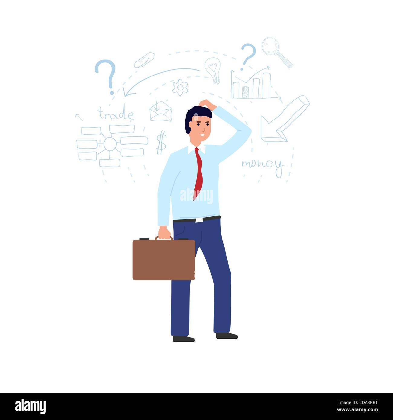 Cartoon illustration businessman thinking money hi-res stock ...